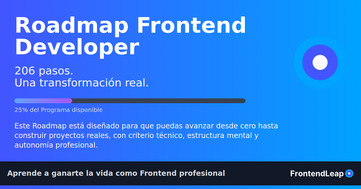 Roadmap Frontend Developer - 206 pasos hacia tu transformación total.